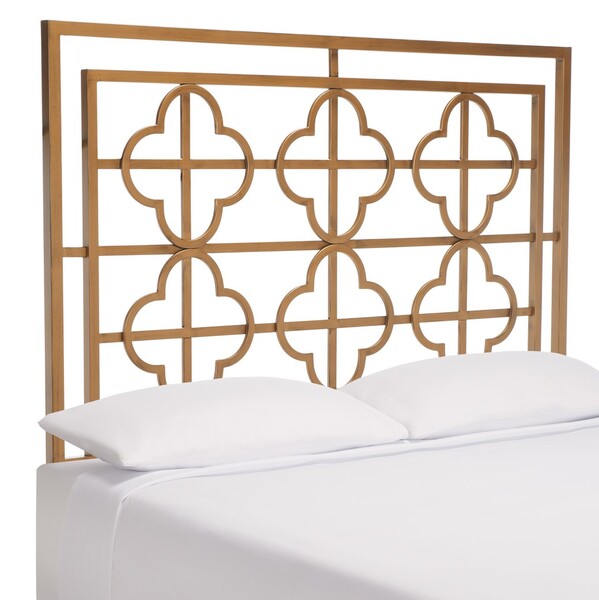 Lucinda Antique Gold Metal Headboard Headboards - Furniture by Safavieh