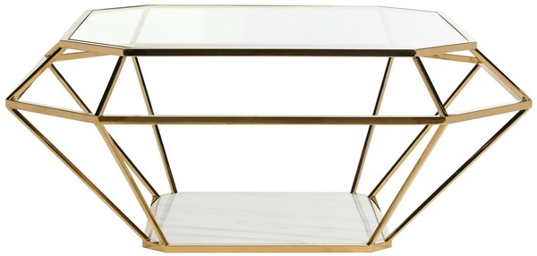 Contemporary Geometric Marble Metal Coffee Table - Safavieh