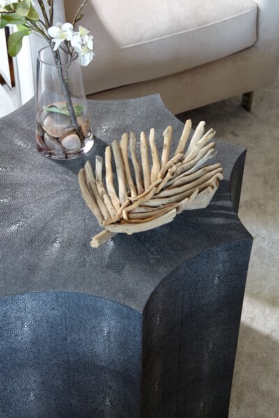 Faux Shagreen Embossed Hexagonal Accent Table | Safavieh