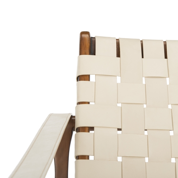 Mid-Century Modern Woven Leather Strap Armchair - Safavieh