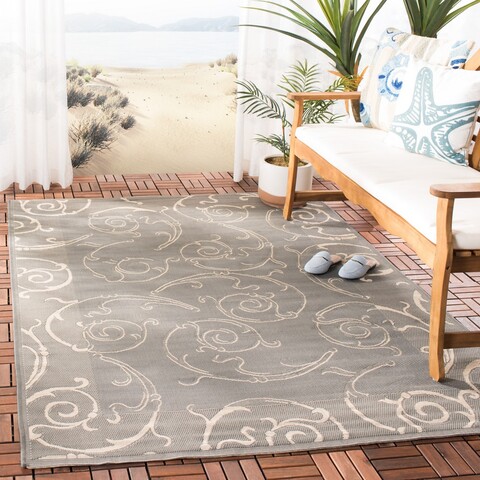 Grey Vine Scroll Area Rug | Safavieh Indoor Outdoor Rugs