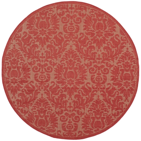 Two-Toned Red Damask Rug | Safavieh Indoor-Outdoor Rugs