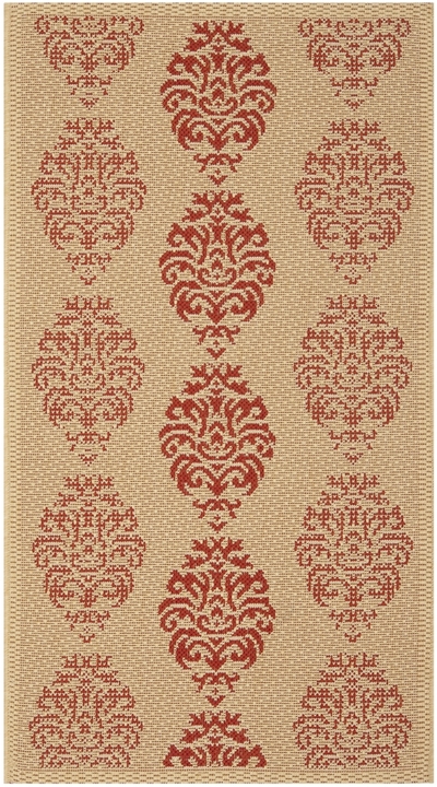 Red Medallion Stripe Rug | Courtyard Rugs - Safavieh.com