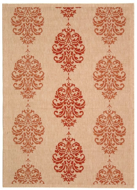 Red Medallion Stripe Rug | Courtyard Rugs - Safavieh.com