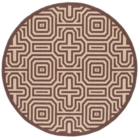 Chocolate Brown Geometric Maze Outdoor Rug - Safavieh.com