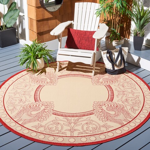 Red Peacock Outdoor Carpet | Courtyard Collection - Safavieh
