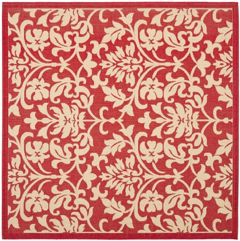 Indoor-Outdoor Area Rugs | Red Damask Carpet - Safavieh