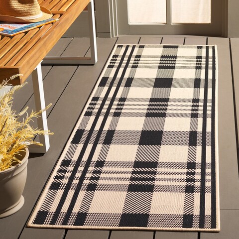 Black & Bone Plaid Outdoor Rug - Safavieh.com