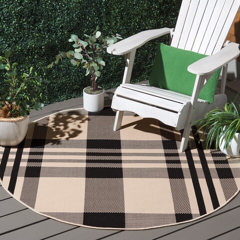 Black & Bone Plaid Outdoor Rug - Safavieh.com