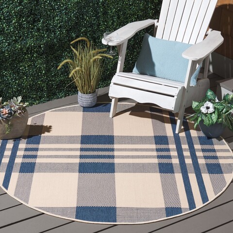 Blue Plaid Outdoor Area Rug - Safavieh.com