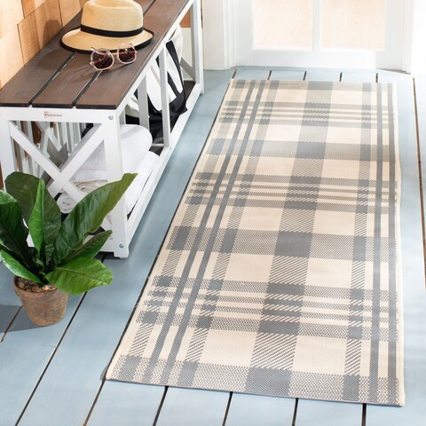 Grey Plaid Indoor-Outdoor Rug - Safavieh Courtyard Rugs