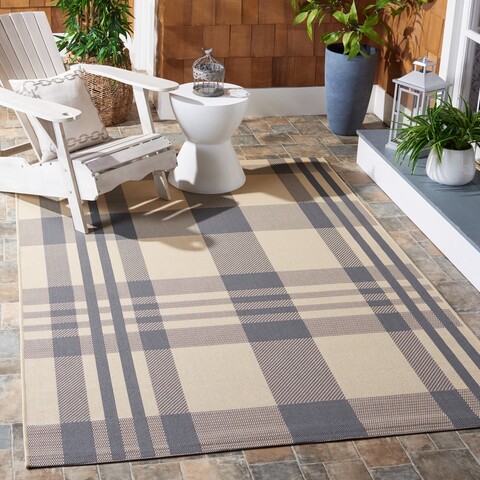 Grey Plaid Indoor-Outdoor Rug - Safavieh Courtyard Rugs