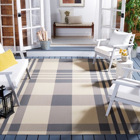 Grey Plaid Indoor-Outdoor Rug - Safavieh Courtyard Rugs