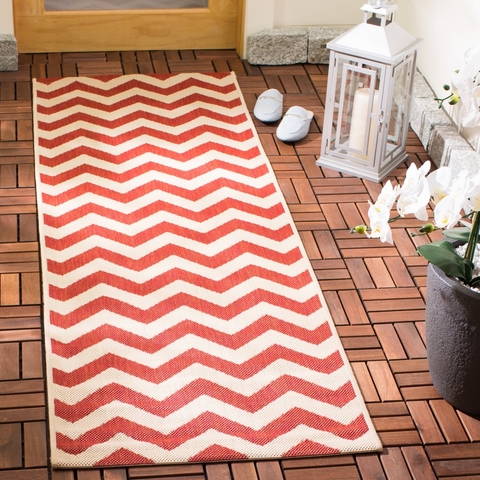 Red Chevron Indoor & Outdoor Rug - Safavieh.com
