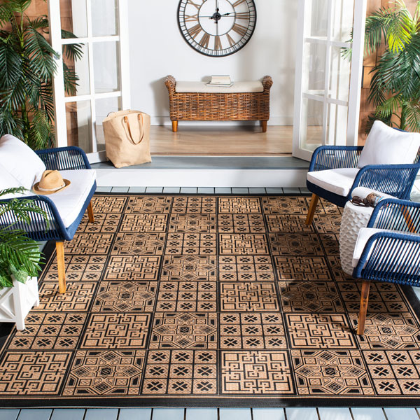 Black & Natural Tone Indoor-Outdoor Carpet - Safavieh.com