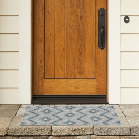 Blue & Grey Outdoor Rug | All-Weather Rugs - Safavieh.com