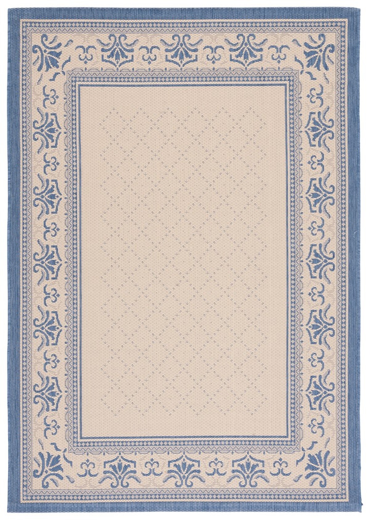 Blue Flower Border Rug | Indoor-Outdoor Rugs - Safavieh