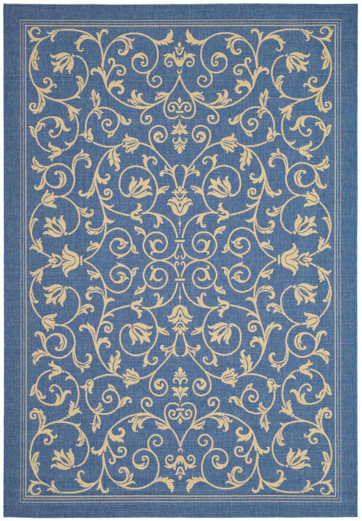 Blue Scroll Outdoor Rug | Safavieh Courtyard Collection