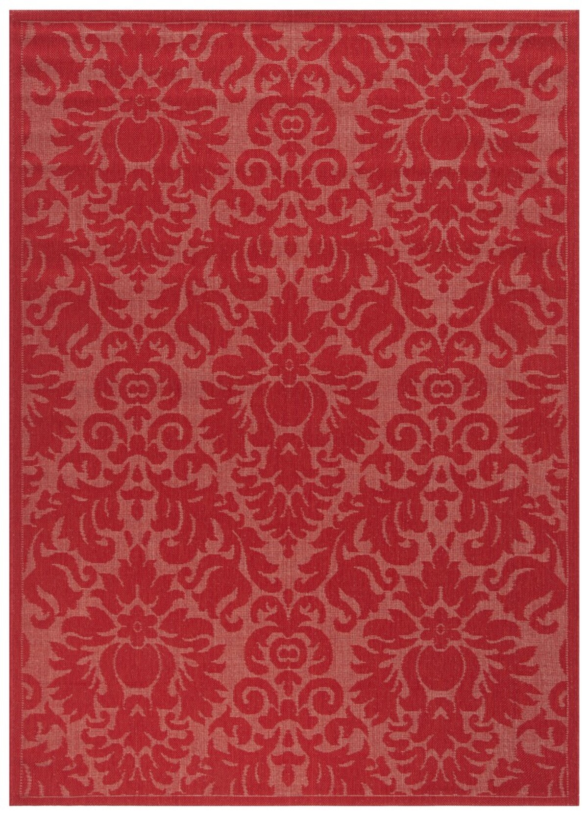 Two-Toned Red Damask Rug | Safavieh Indoor-Outdoor Rugs