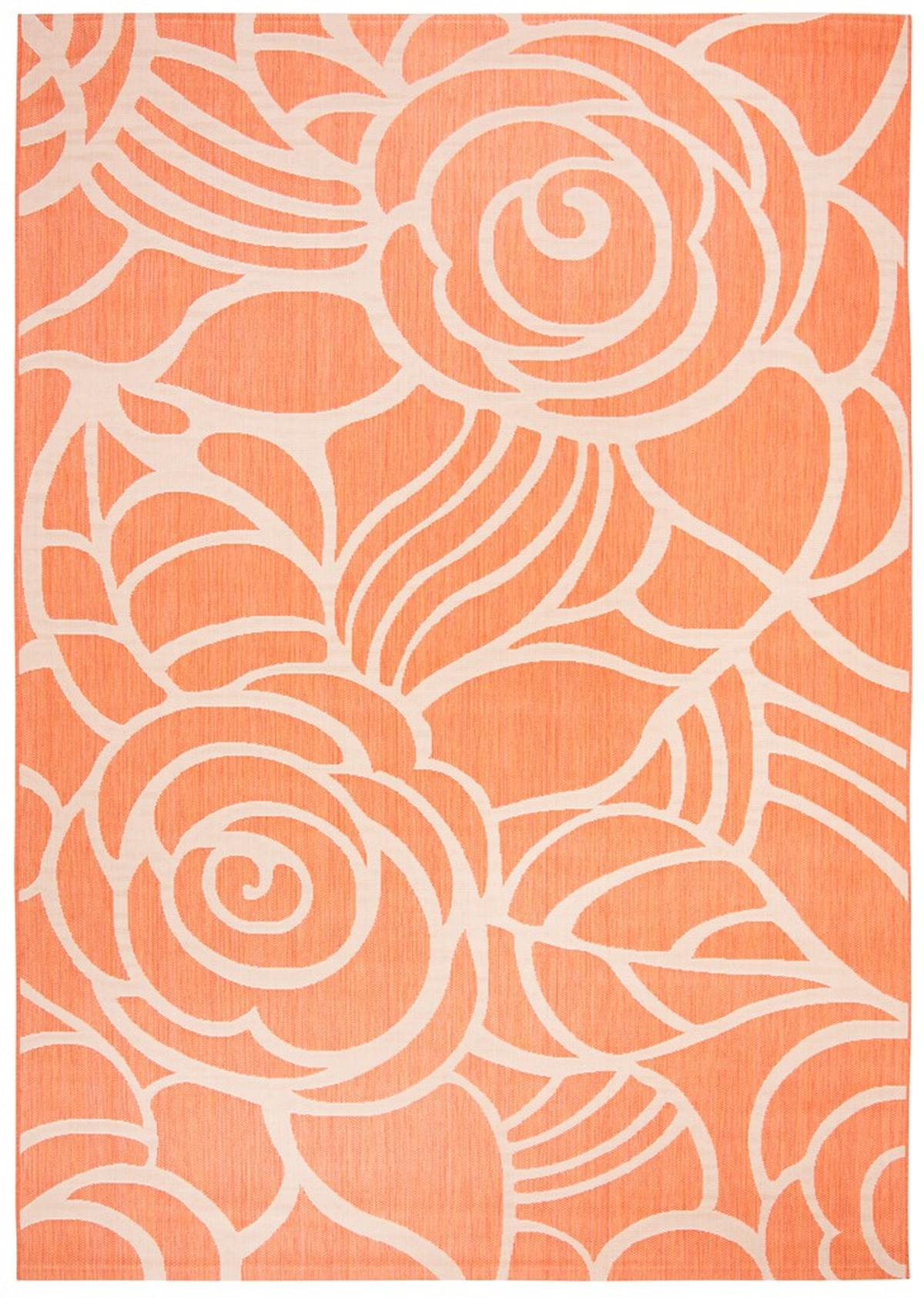 Red Rose-Patterned Outdoor Rug | Courtyard Collection - Safavieh