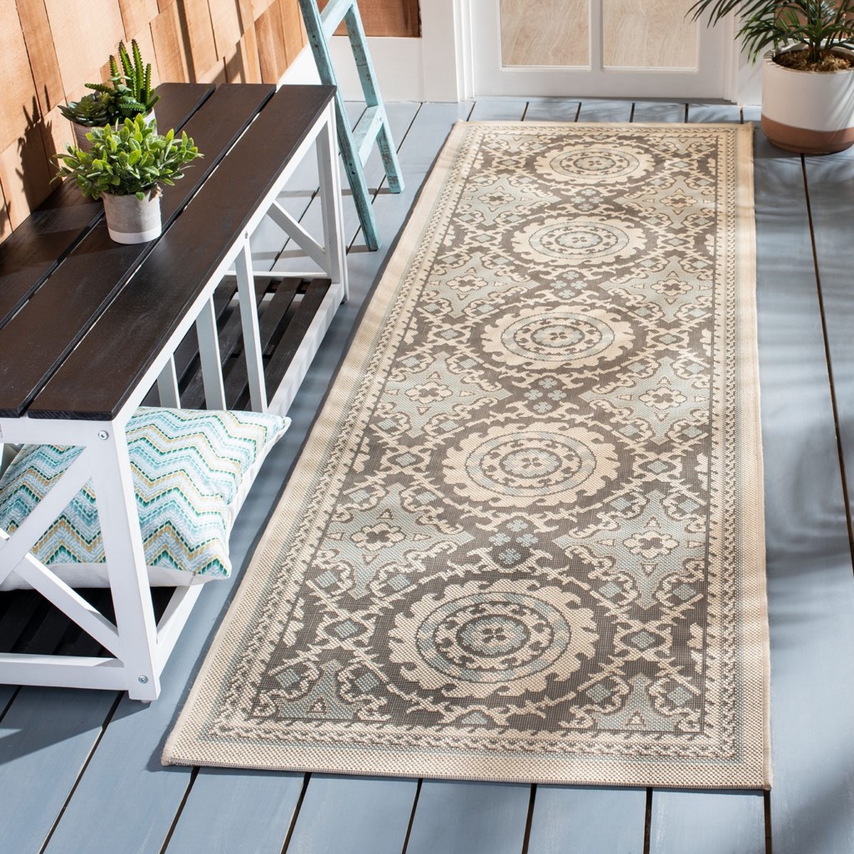 Beige Mosaic Tile Area Rug | Safavieh Indoor-Outdoor Rugs