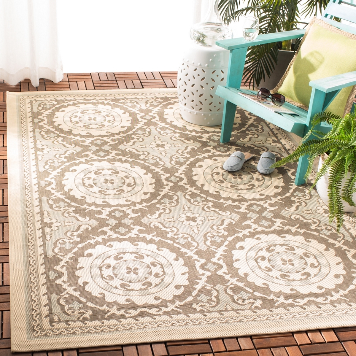Beige Mosaic Tile Area Rug | Safavieh Indoor-Outdoor Rugs