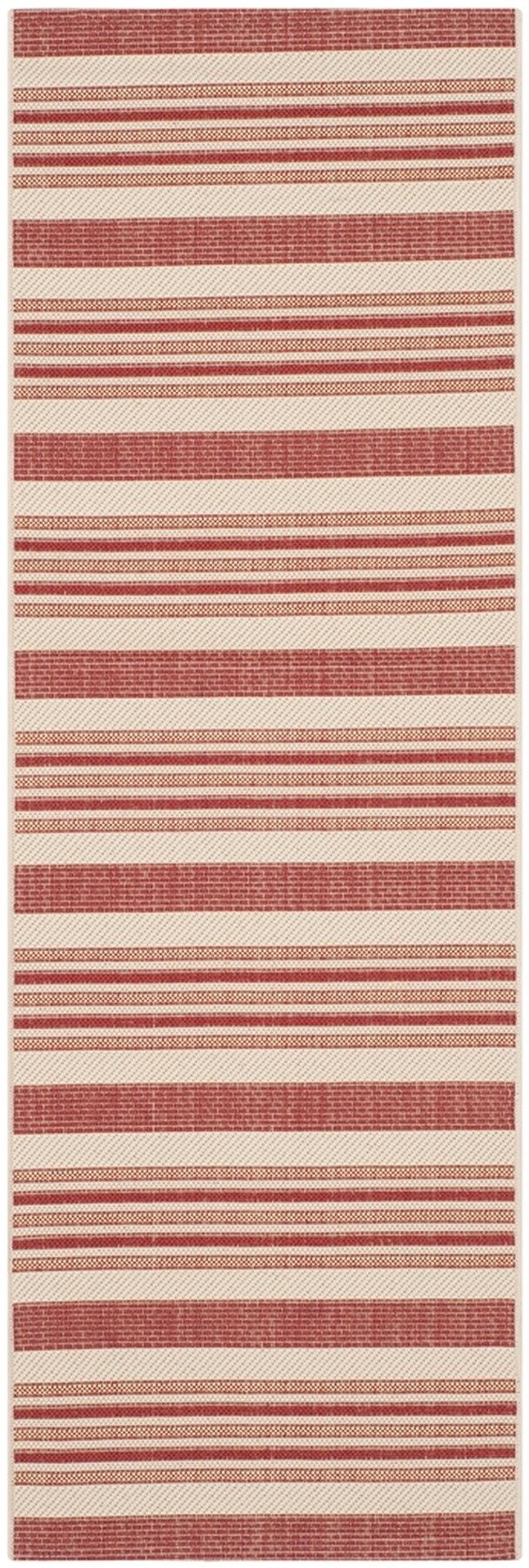 Red Striped Patio Carpet | Courtyard Collection - Safavieh