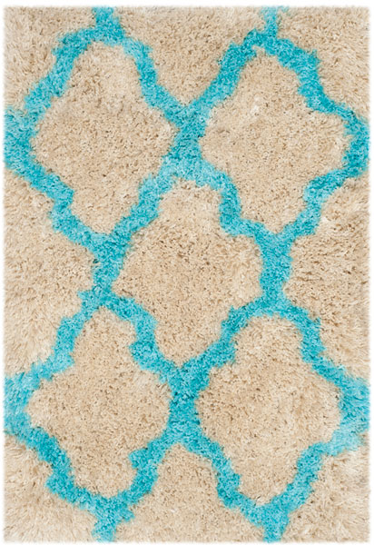 Barcelona Shag Rugs | Beige & Blue Shag - Safavieh
