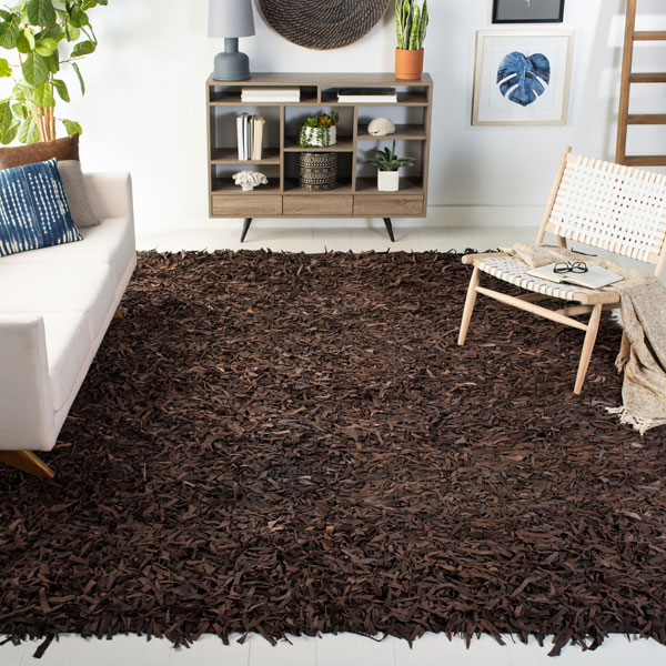 Rug LSG601K - Bedroom, Dining Room, Home Office, Leather Shag, Living ...
