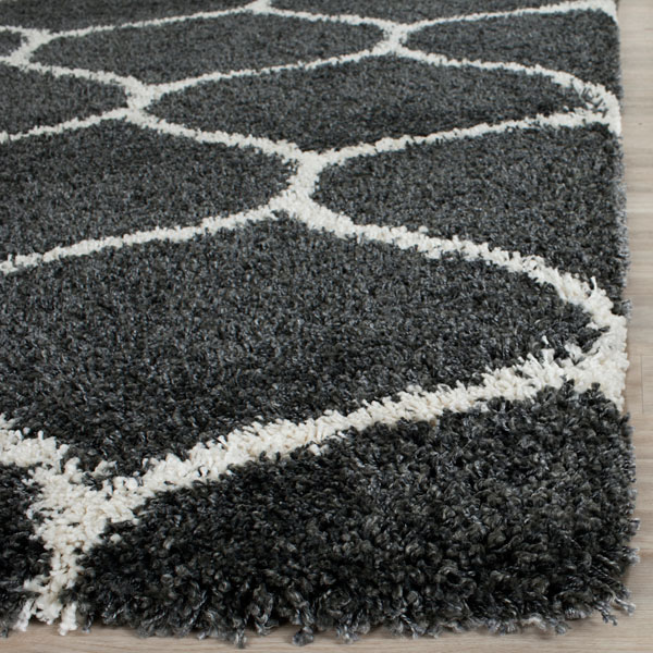 Dark Grey Shag | White Tile Patterned Rug - Safavieh.com
