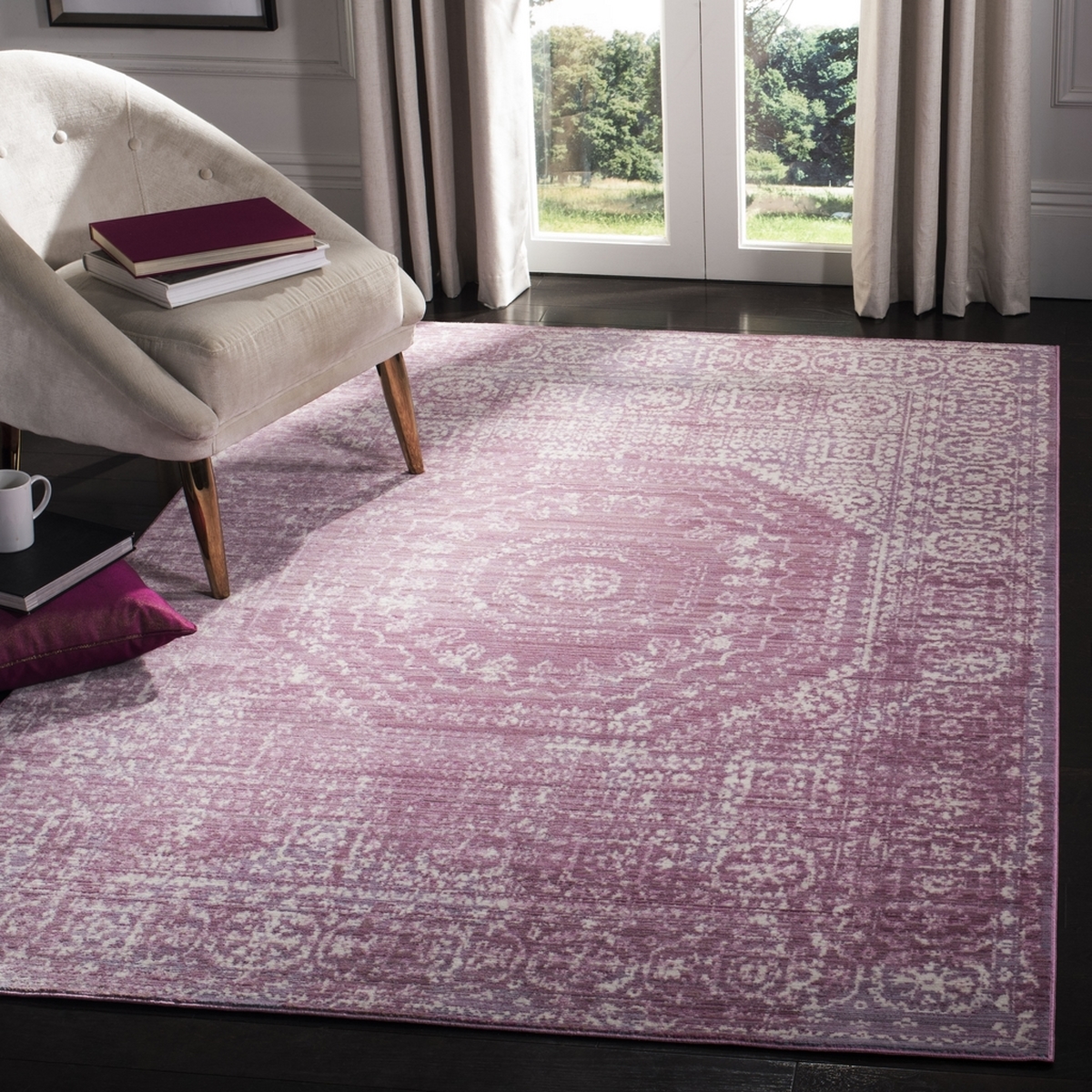 Fuchsia Watercolor Area Rug | Valencia Collection - Safavieh